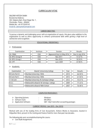 CV_Salony H Shah | PDF