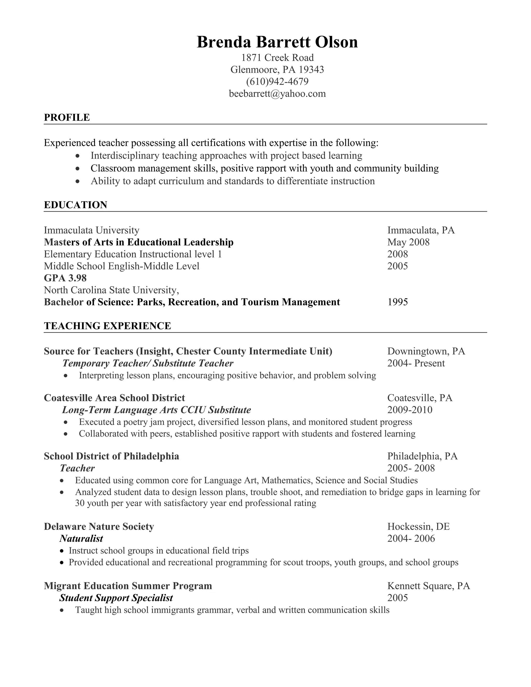 Olson.Brenda.Resume | PDF