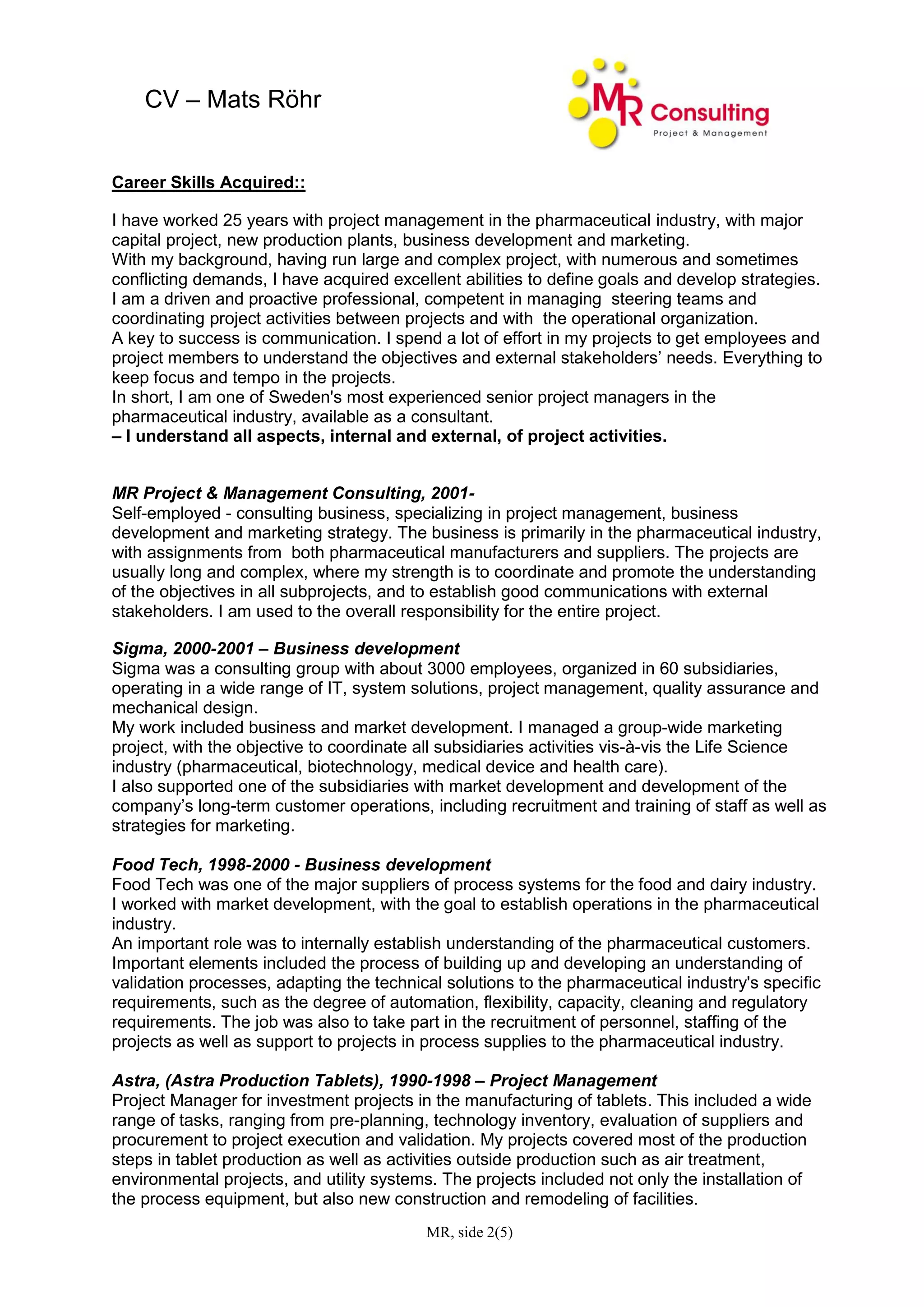 CV Mats Röhr english | PDF