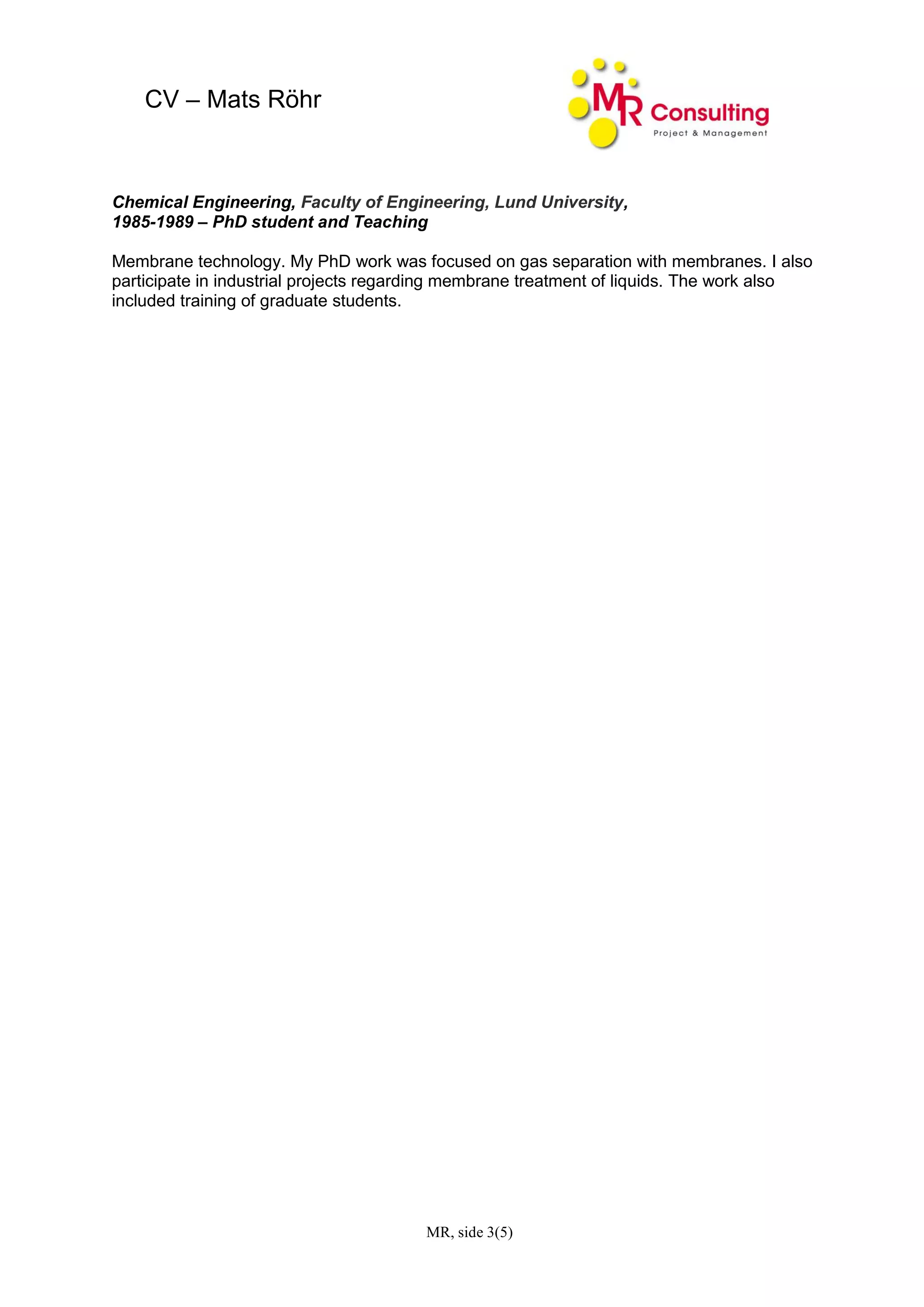 CV Mats Röhr english | PDF