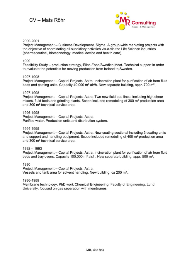 CV Mats Röhr english | PDF