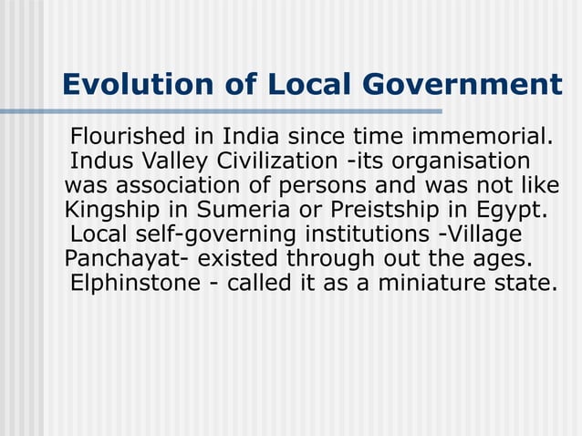Evolution of Local Self Governments in India | PPT