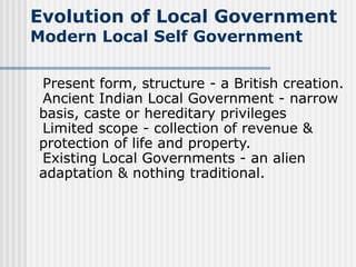 Evolution of Local Self Governments in India | PPT