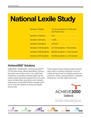 Achieve3000 National Lexile Study | PDF