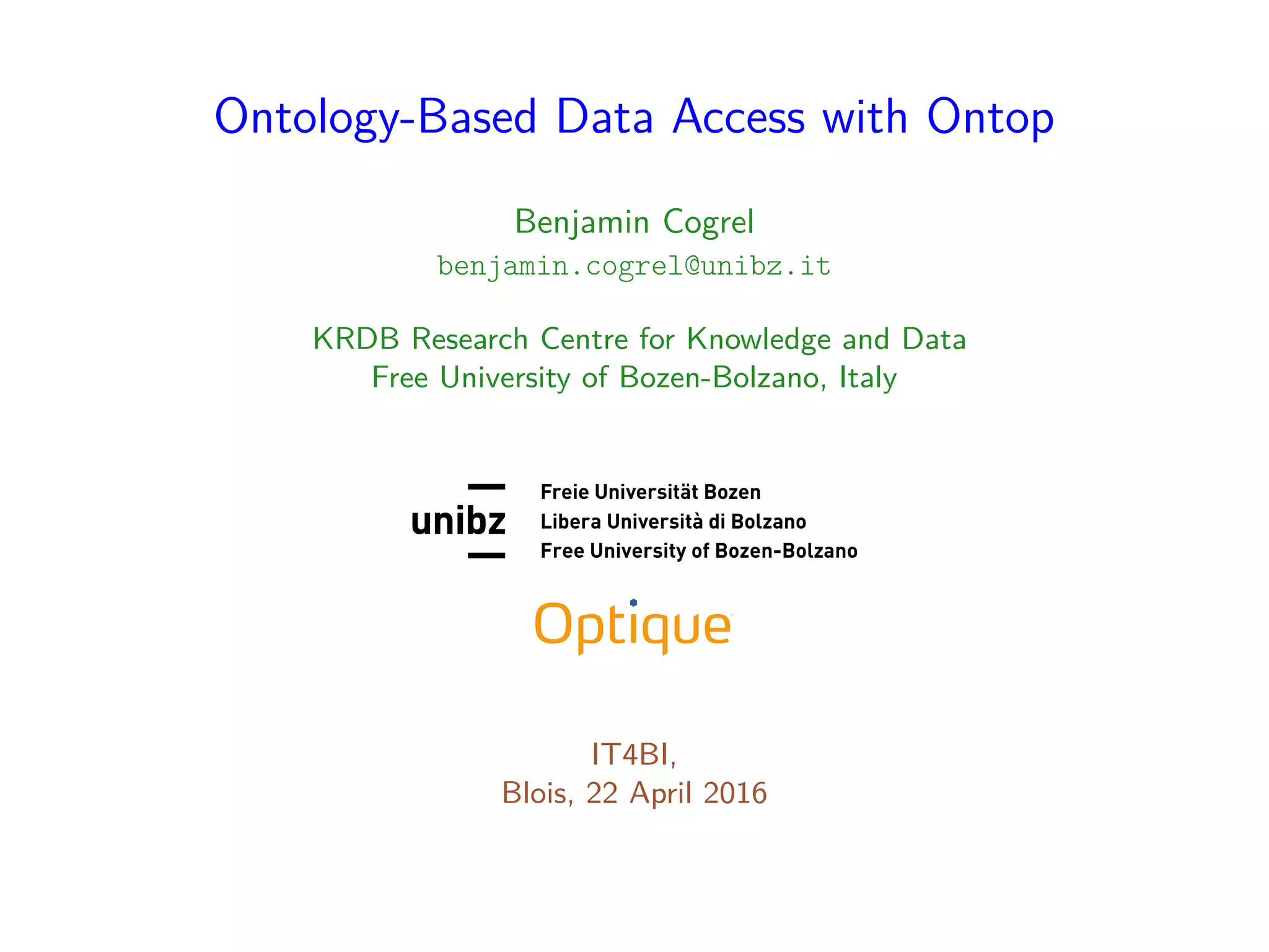 Ontology-Based Data Access with Ontop | PDF | Databases | Computer Software and Applications