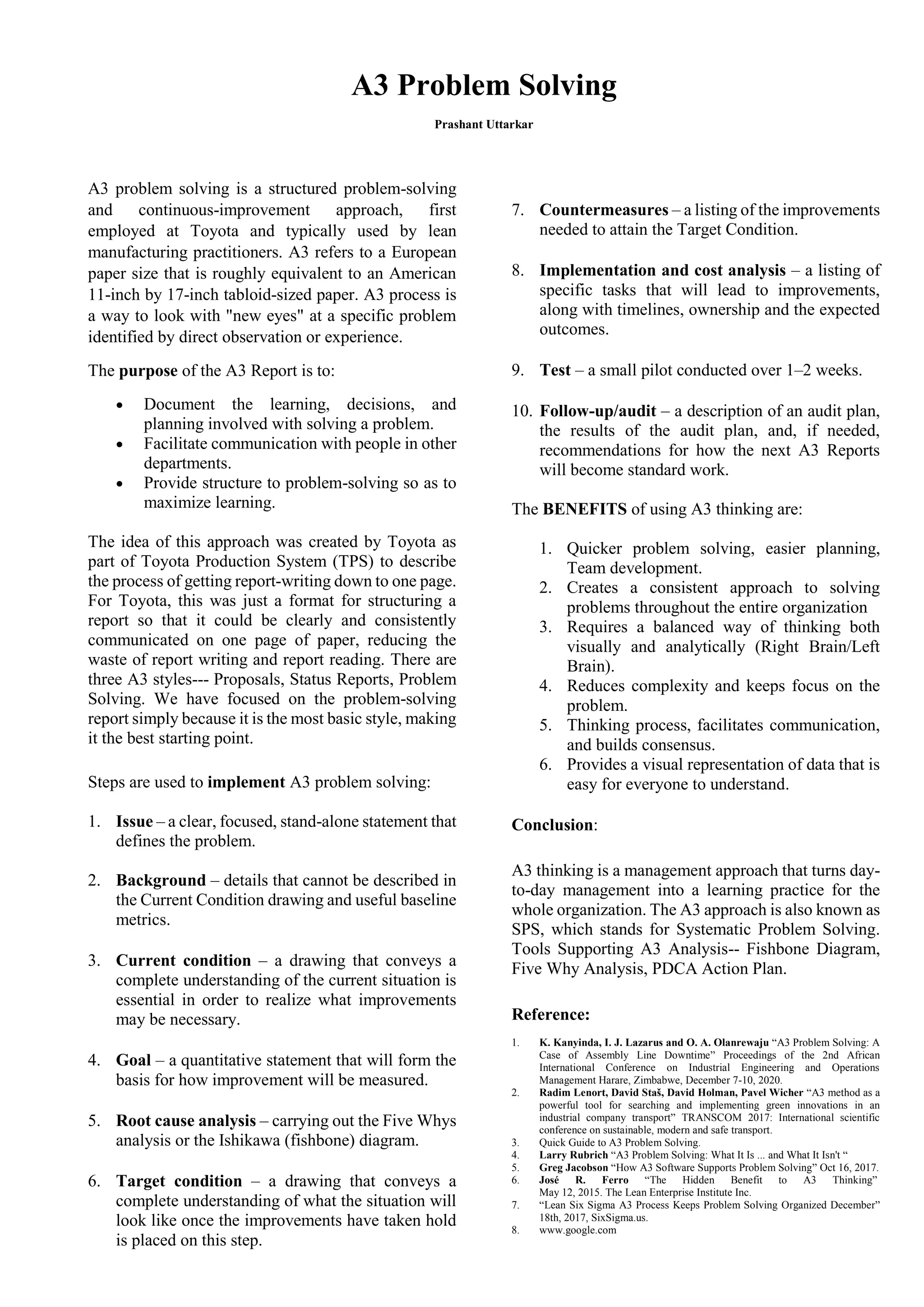 A3 problem solving | PDF