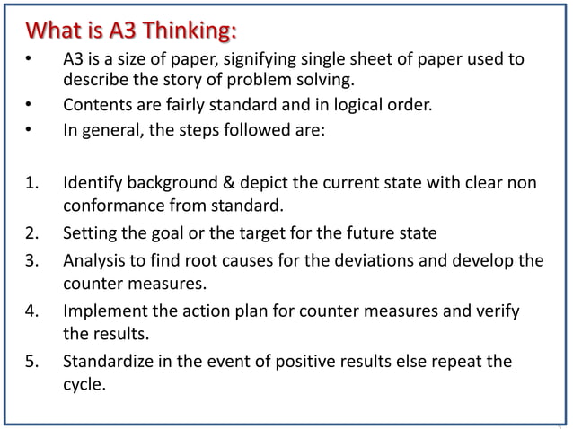 A3 problem solving technique by Mr. Anup Gandhi | PPT