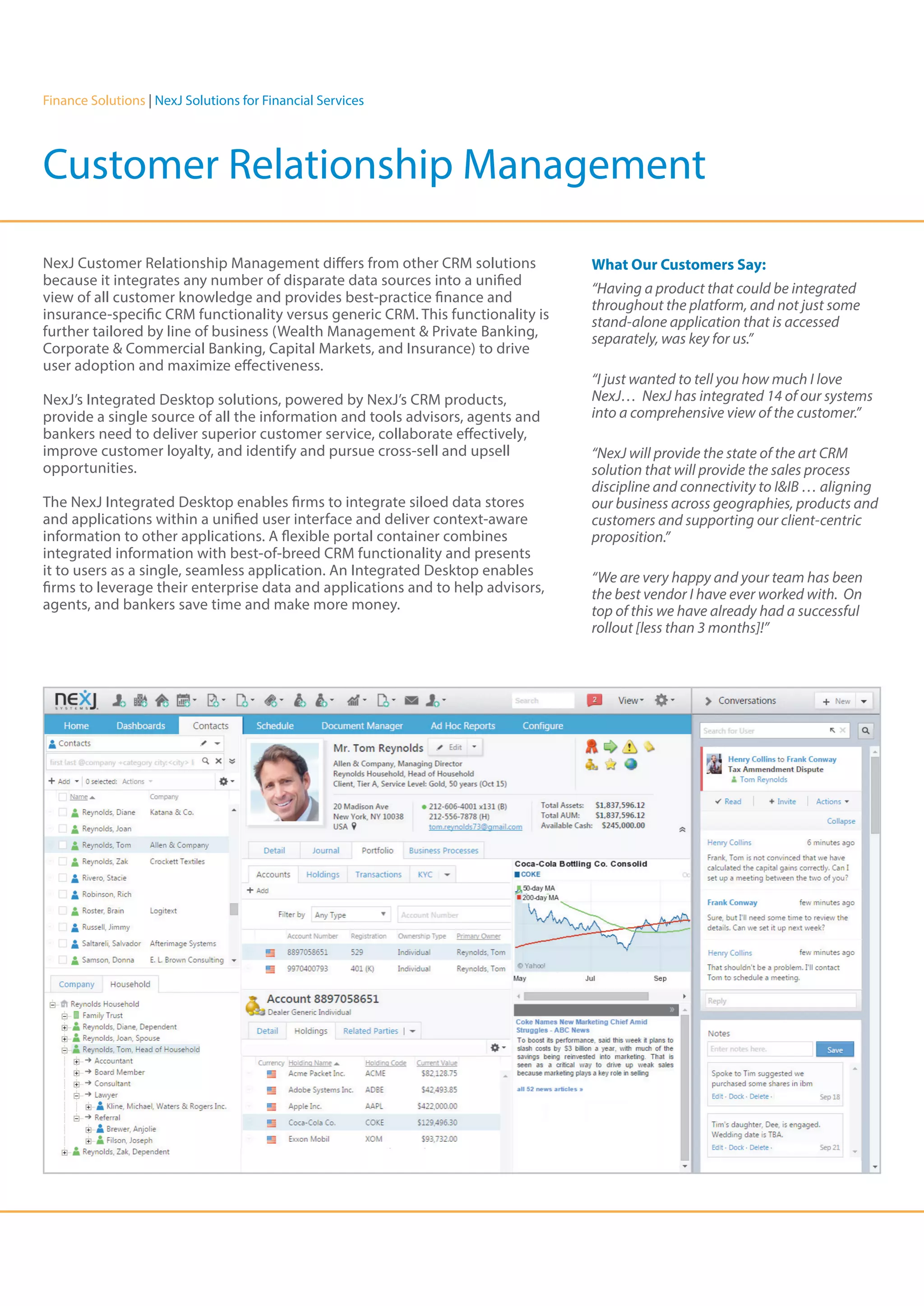 NexJ Solutions for Financial Services | PDF | Business Utilities | Business