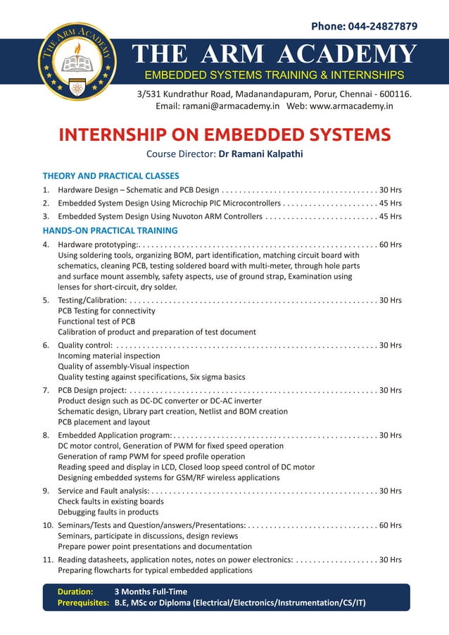 Embedded Systems Internship Program | PDF