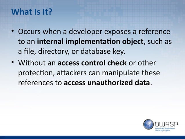 OWASP Top 10 A4 – Insecure Direct Object Reference | PPT