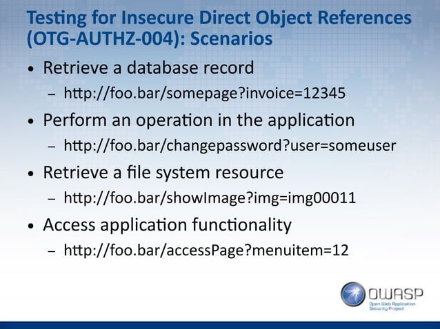 Owasp Top 10 A4 Insecure Direct Object Reference Ppt