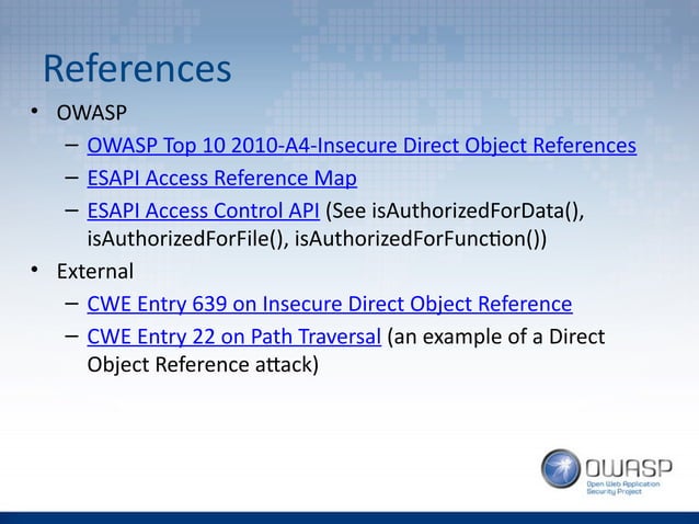 Owasp Top 10 A4 Insecure Direct Object Reference Ppt