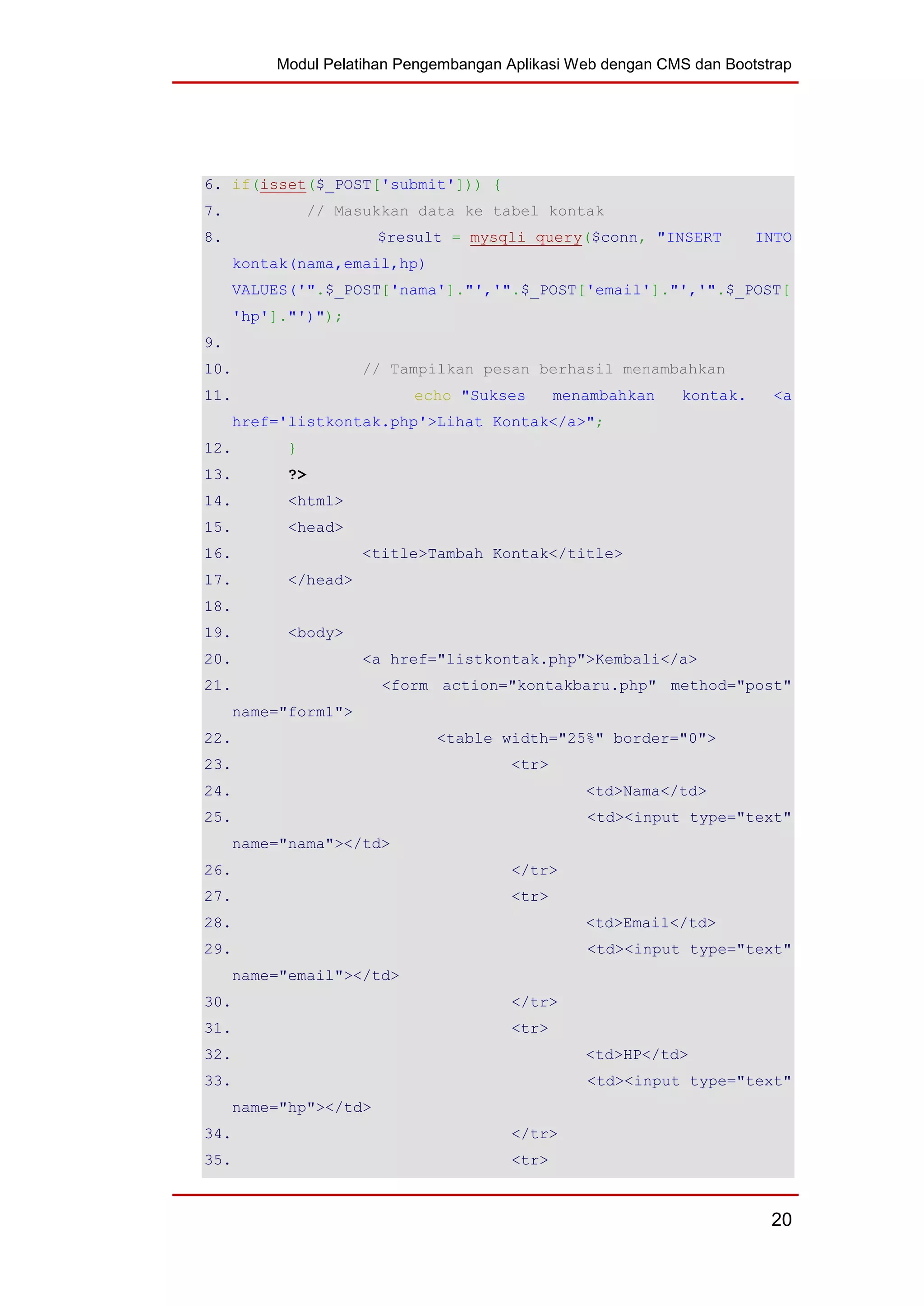 Training Module Web Application Development With Cms And Bootstrap Pdf