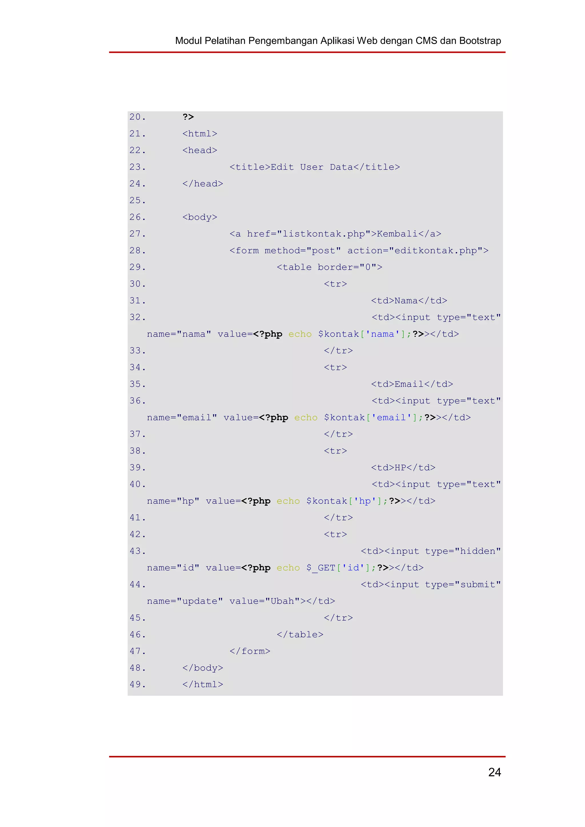 Training Module Web Application Development With Cms And Bootstrap Pdf