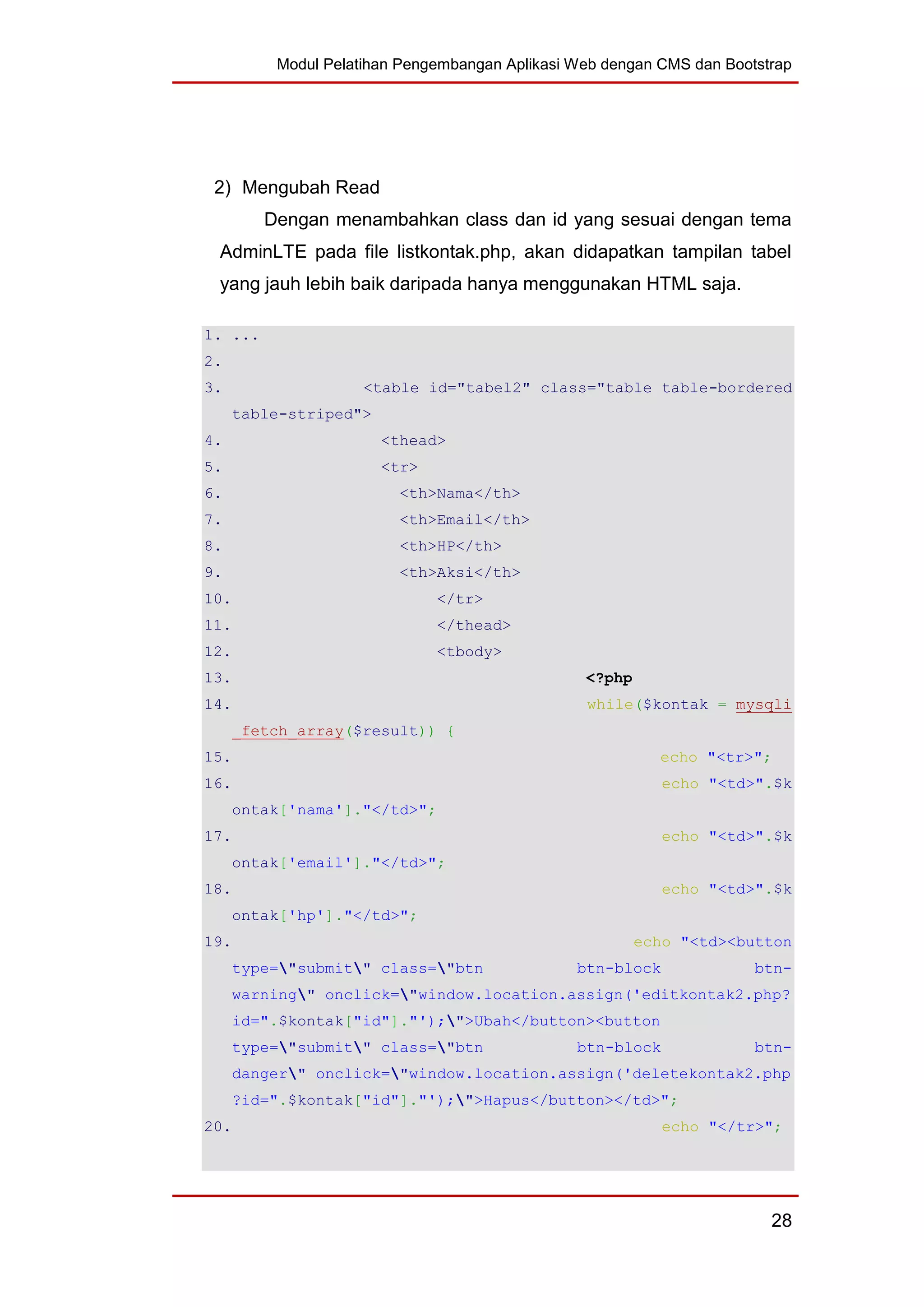 Training Module Web Application Development With Cms And Bootstrap Pdf
