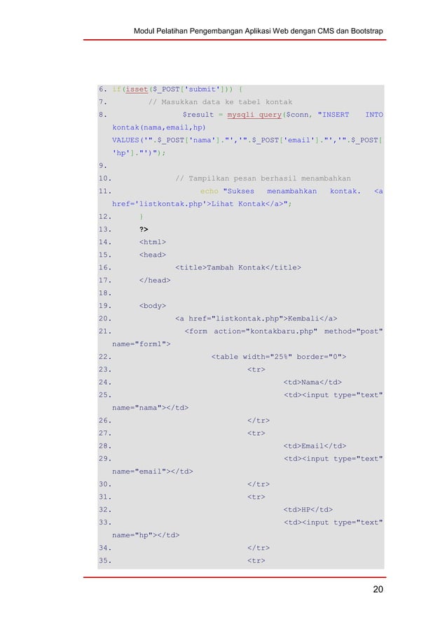 training module "web application development with cms and bootstrap" | PDF
