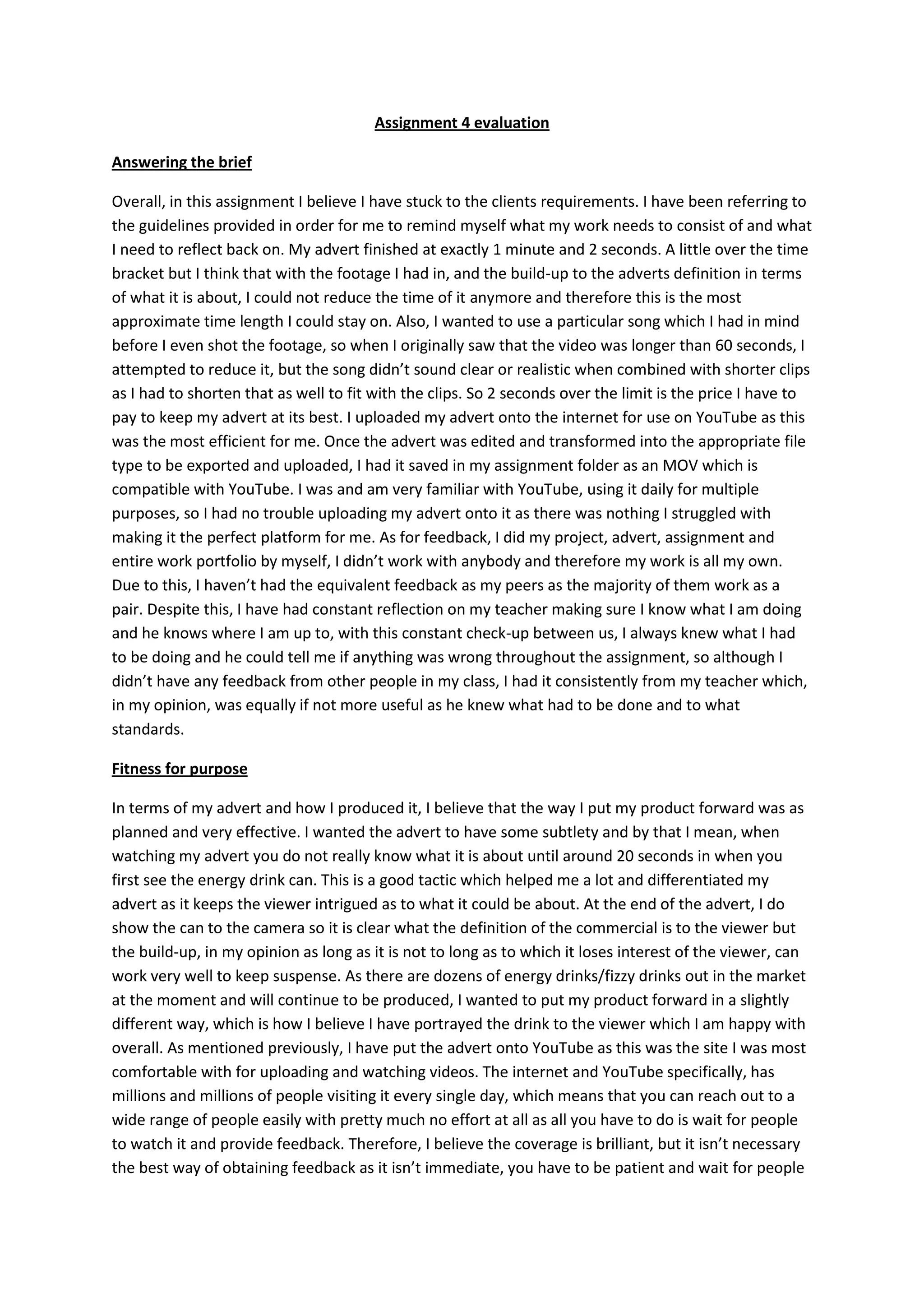 A4 task 4 - evaluation | PDF