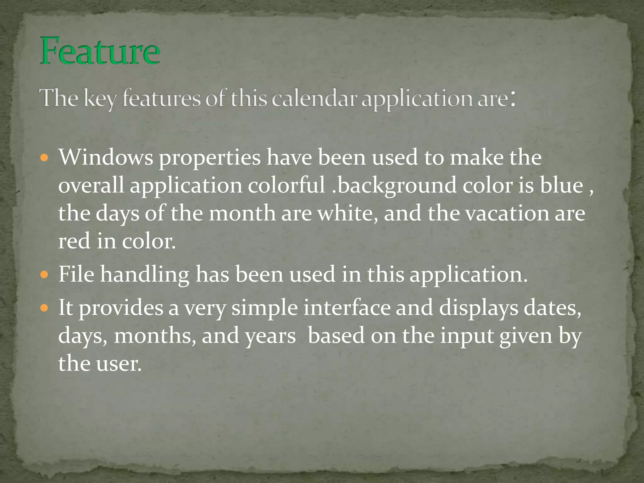 presentation of make a calendar in c language. | PPTX