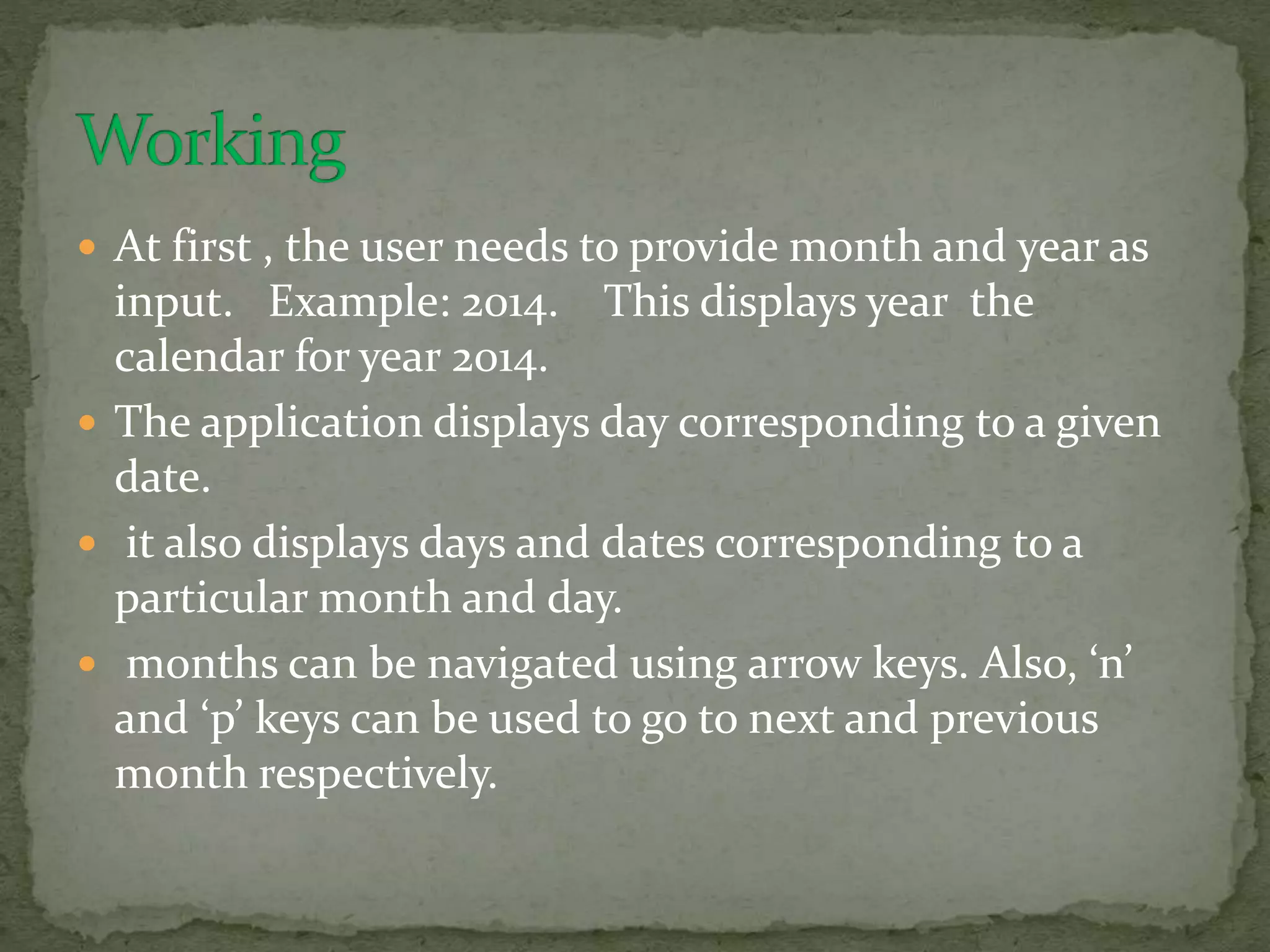 presentation of make a calendar in c language. | PPTX | Computing | Technology & Computing