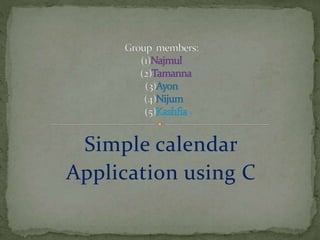 presentation of make a calendar in c language. | PPTX | Computing | Technology & Computing