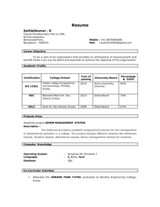 sathish B.E | DOCX