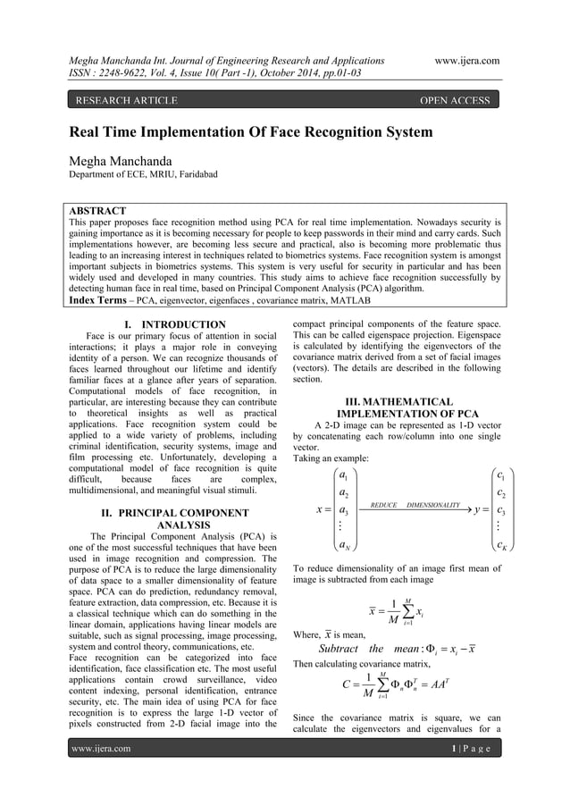 Real Time Implementation Of Face Recognition System | PDF | Free Download