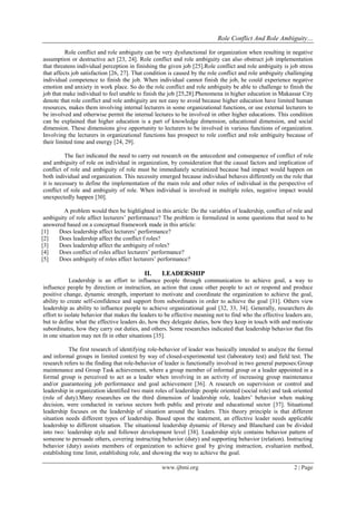 Role conflict and role ambiguity in higher education | PDF