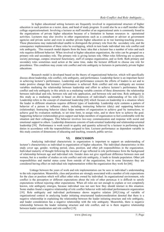 Role conflict and role ambiguity in higher education | PDF