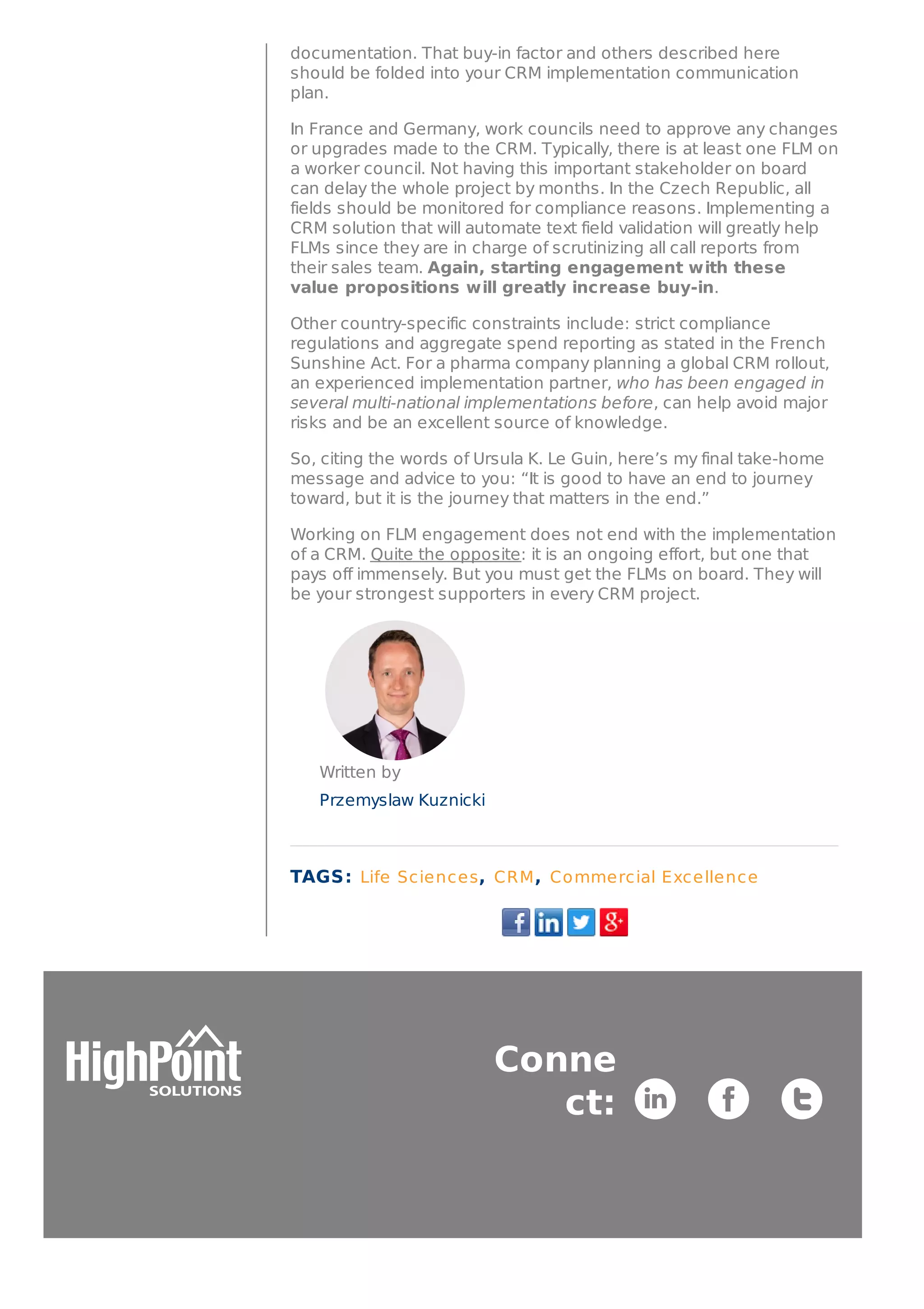 Pharma CRM - Critical Role of FLMs | PDF