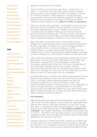 Pharma CRM - Critical Role of FLMs | PDF