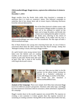 Brand Communication Strategy of Nestle's Maggi | DOCX