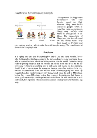 Brand Communication Strategy of Nestle's Maggi | DOCX