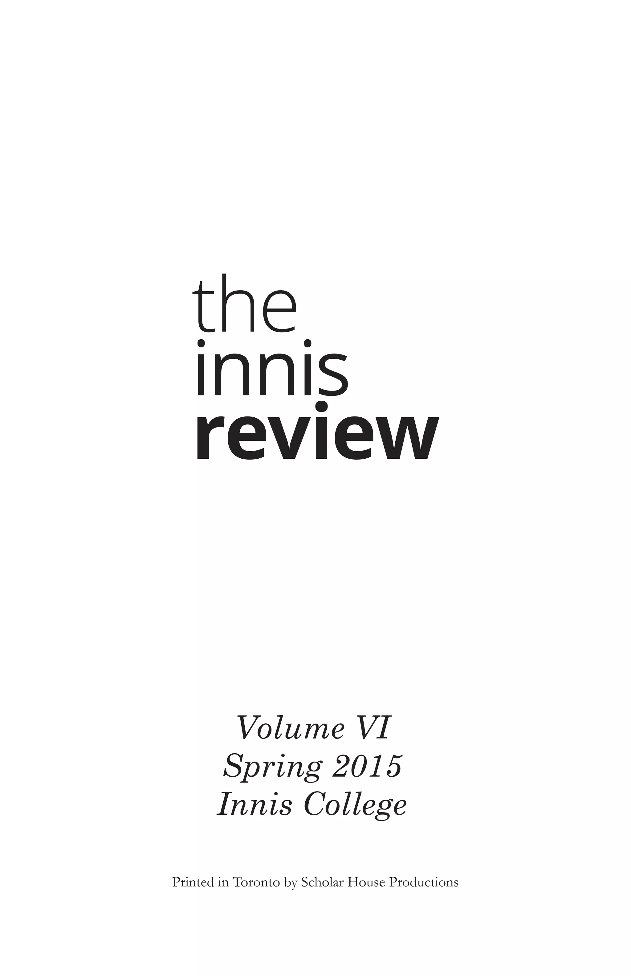 The Innis Review Volume VI | PDF