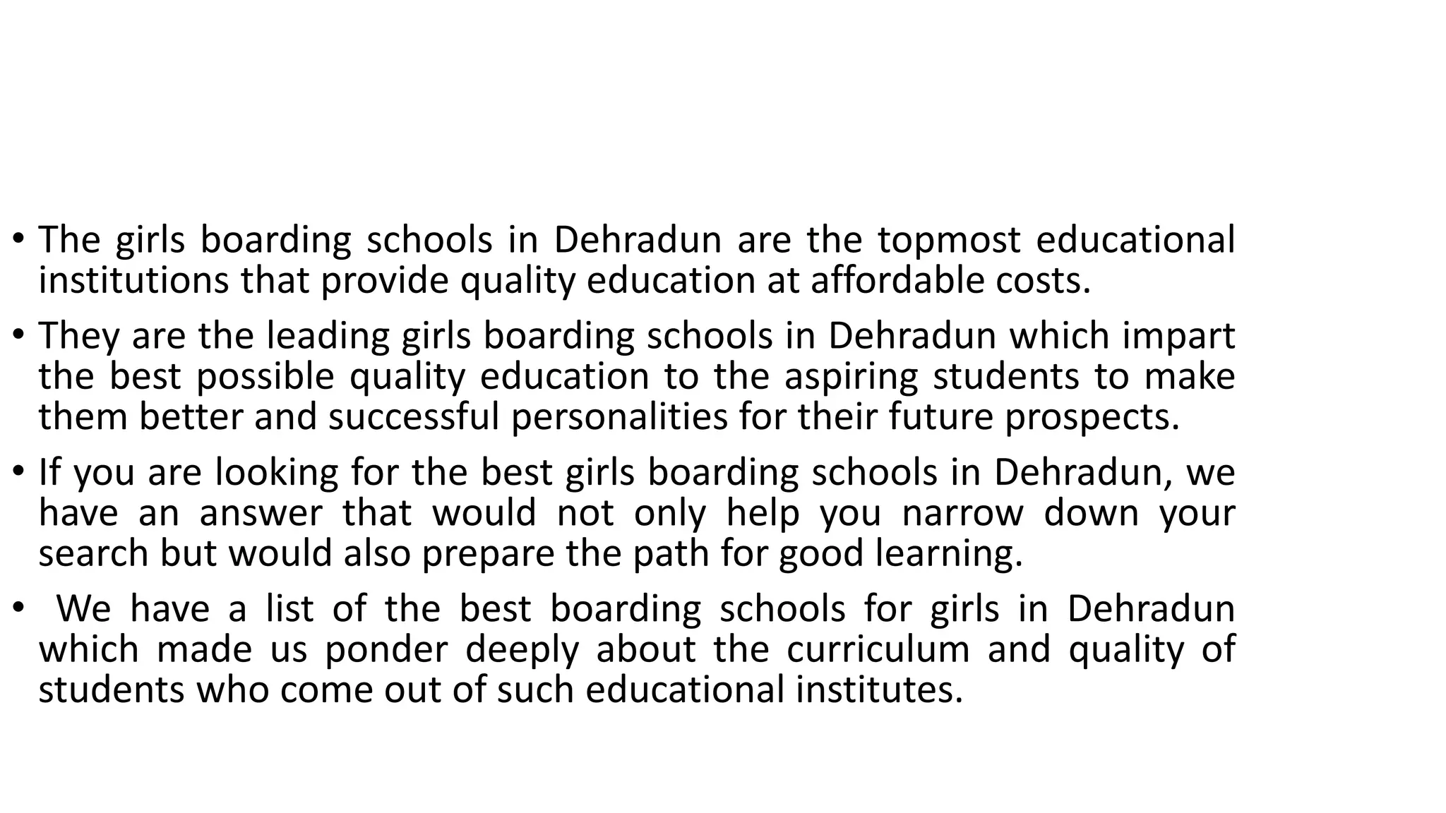 Top 5 Girls Boarding Schools In Dehradun Ppt