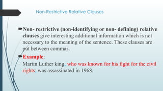 Grammar lesson Relative Clause grade 10 | PPTX