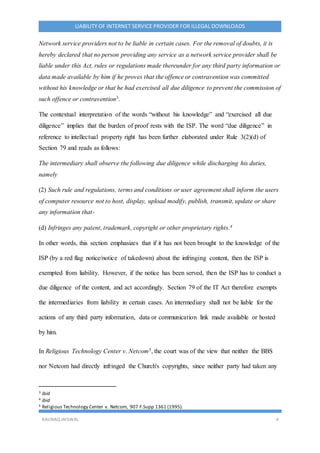 Liability of ISP in case of Illegal Downloads | PDF