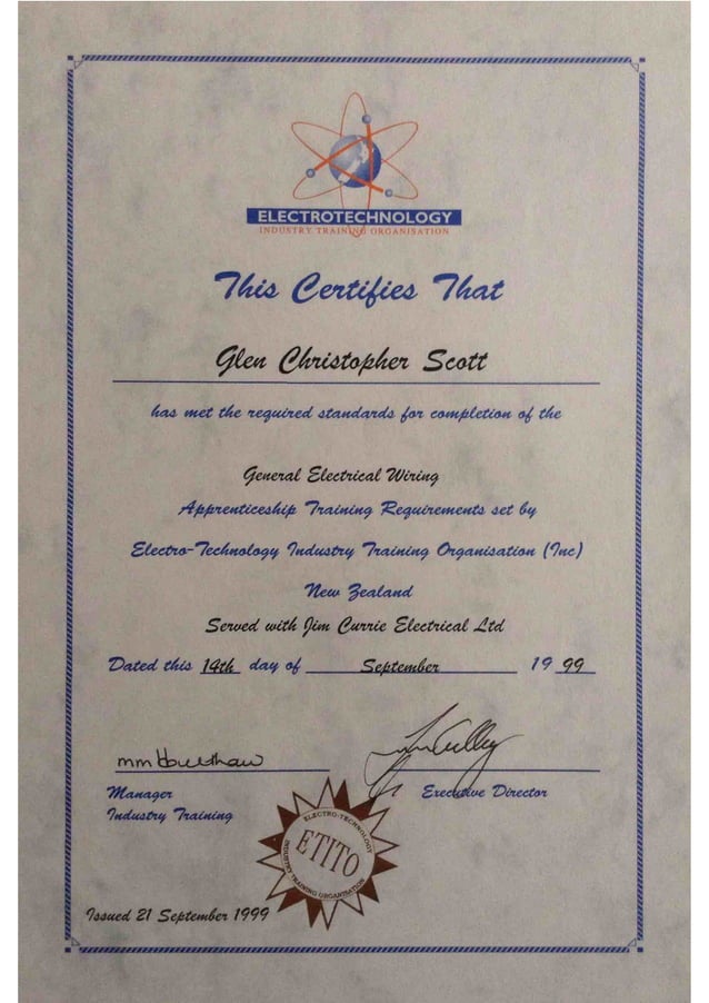 1999 Apprenticeship Completion | PDF