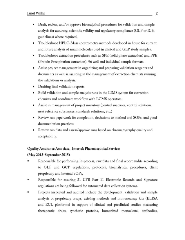 Janet Willis CV (2016) | PDF