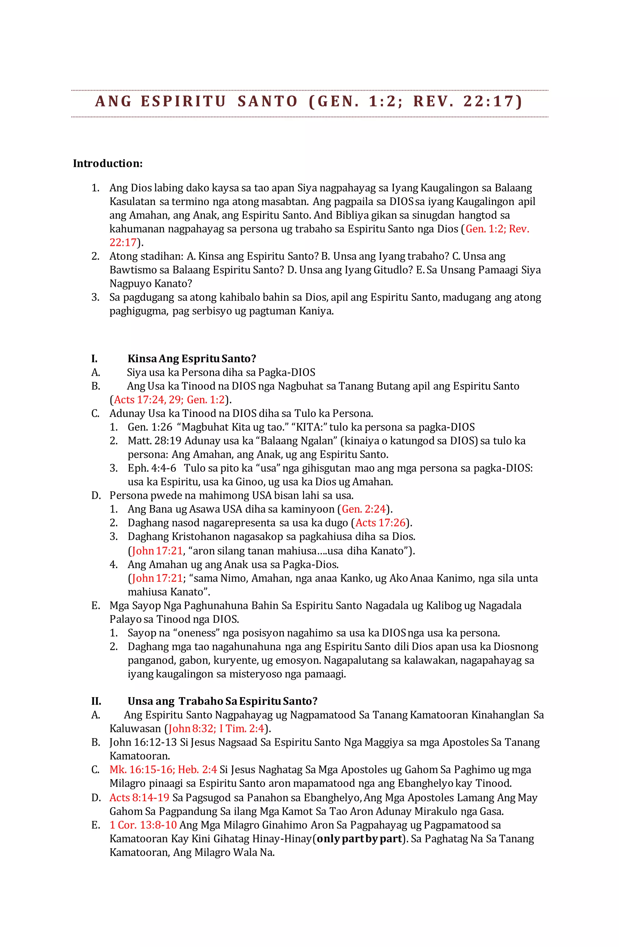 ANG ESPIRITU SANTO | DOCX