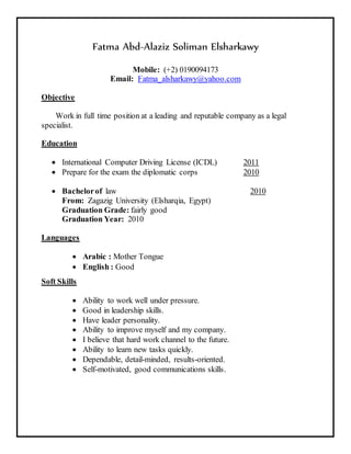 Fatma El-sharkawy -CV | PDF