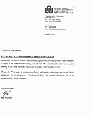 Reference letter - Ms Schoeman | PDF