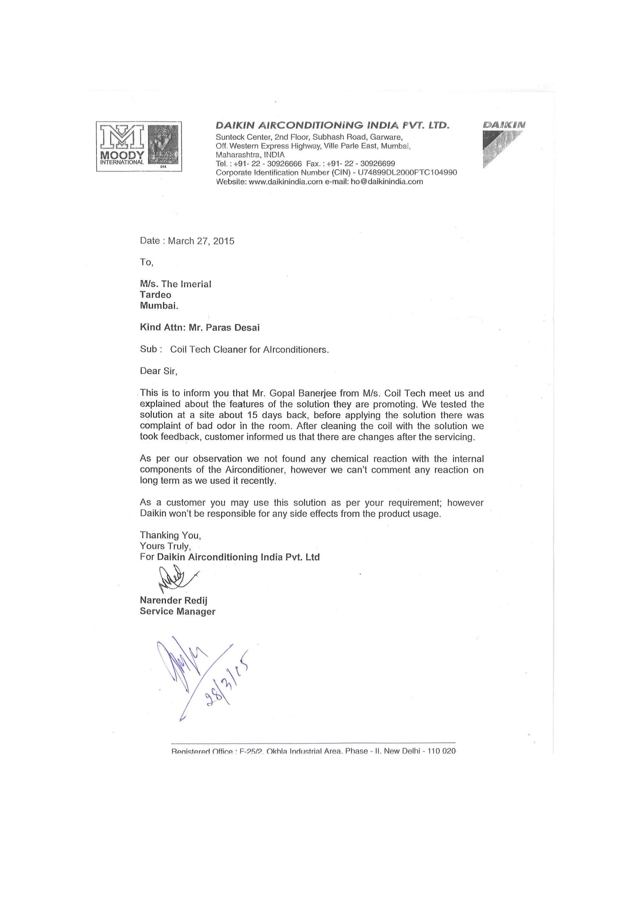 Daikin Letter | PDF