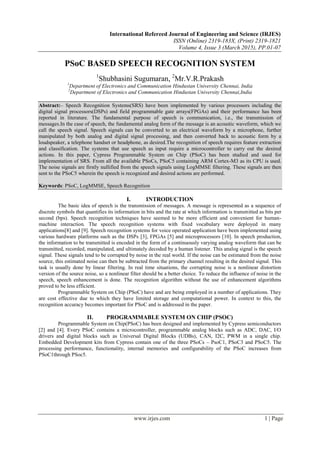PSoC BASED SPEECH RECOGNITION SYSTEM | PDF