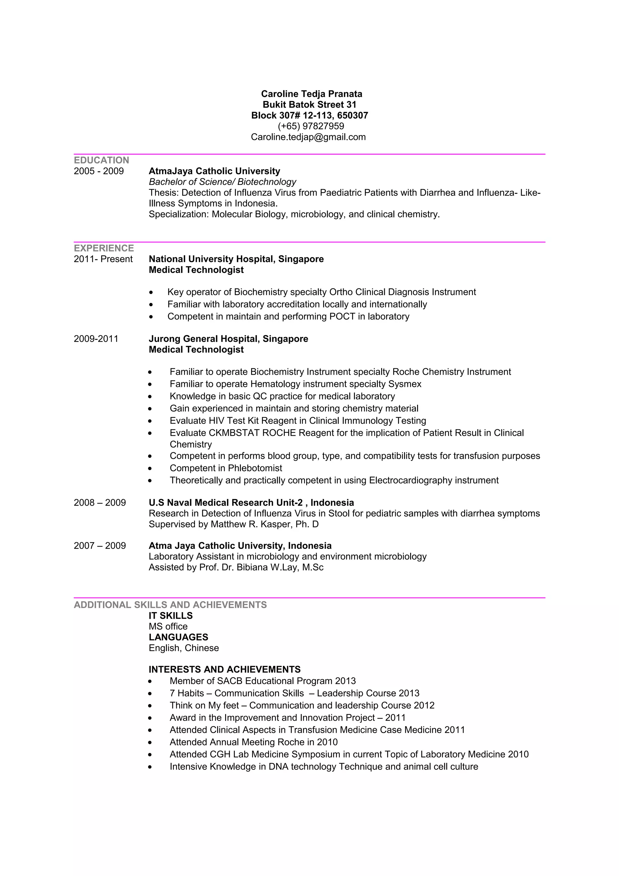 Caroline's CV 2015 | DOC