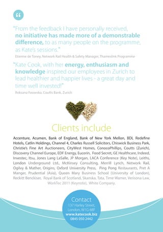Kate Cook profile with client list | PDF