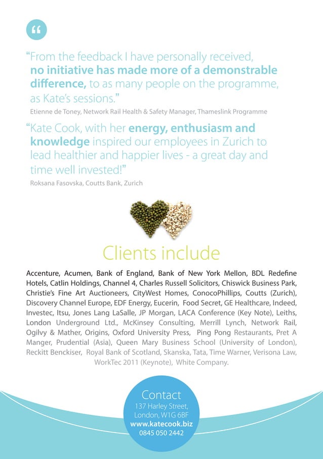 Kate Cook profile with client list | PDF