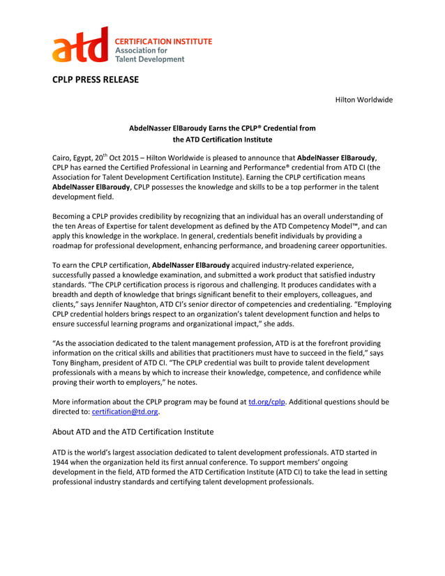 ATD Press Release | PDF