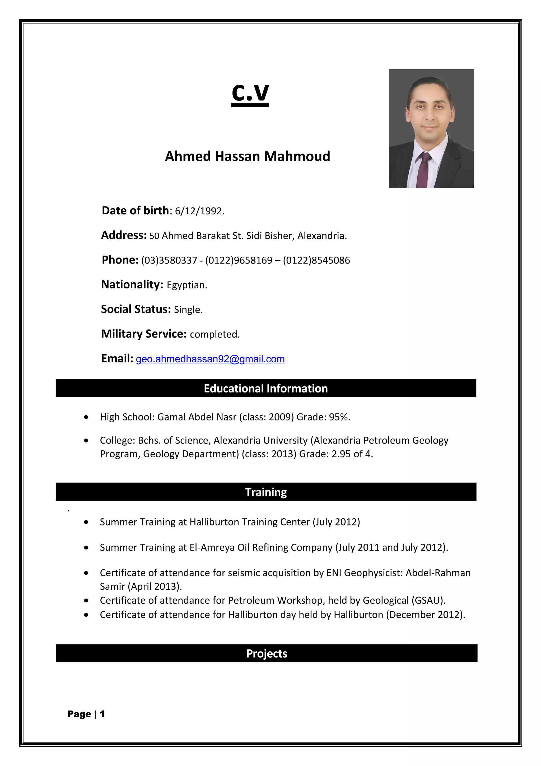 Ahmed Hassan Cv Pdf