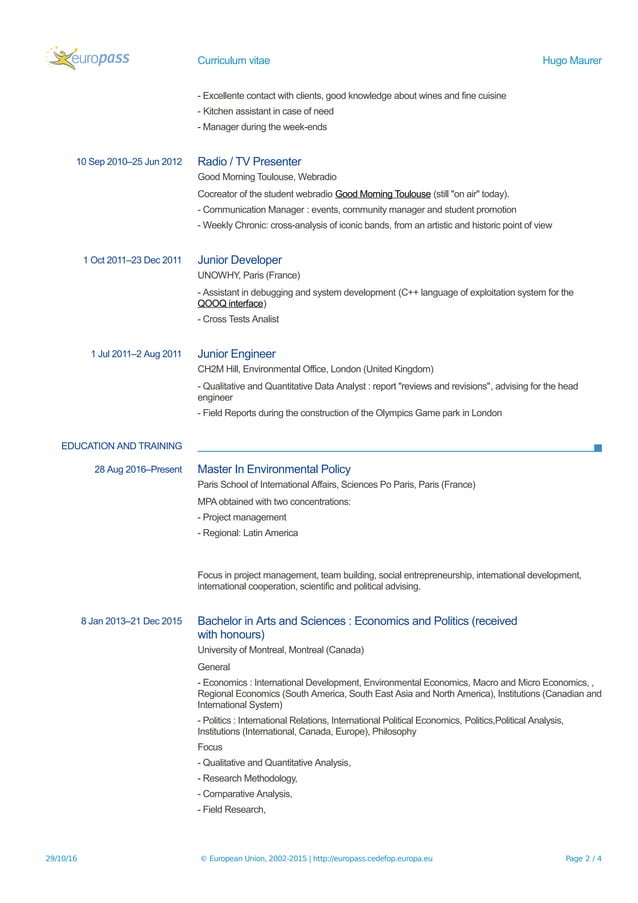 CV-Europass-2016-Hugo Maurer-EN | PDF