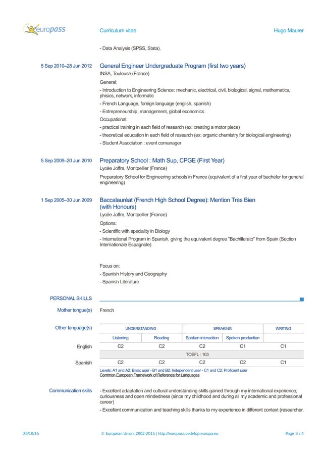 CV-Europass-2016-Hugo Maurer-EN | PDF
